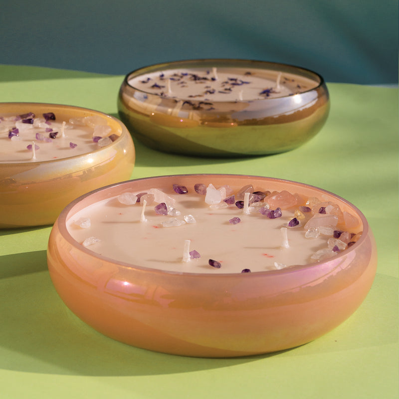 Lustre Pink Glass Tray | English Rose | Scented Candles